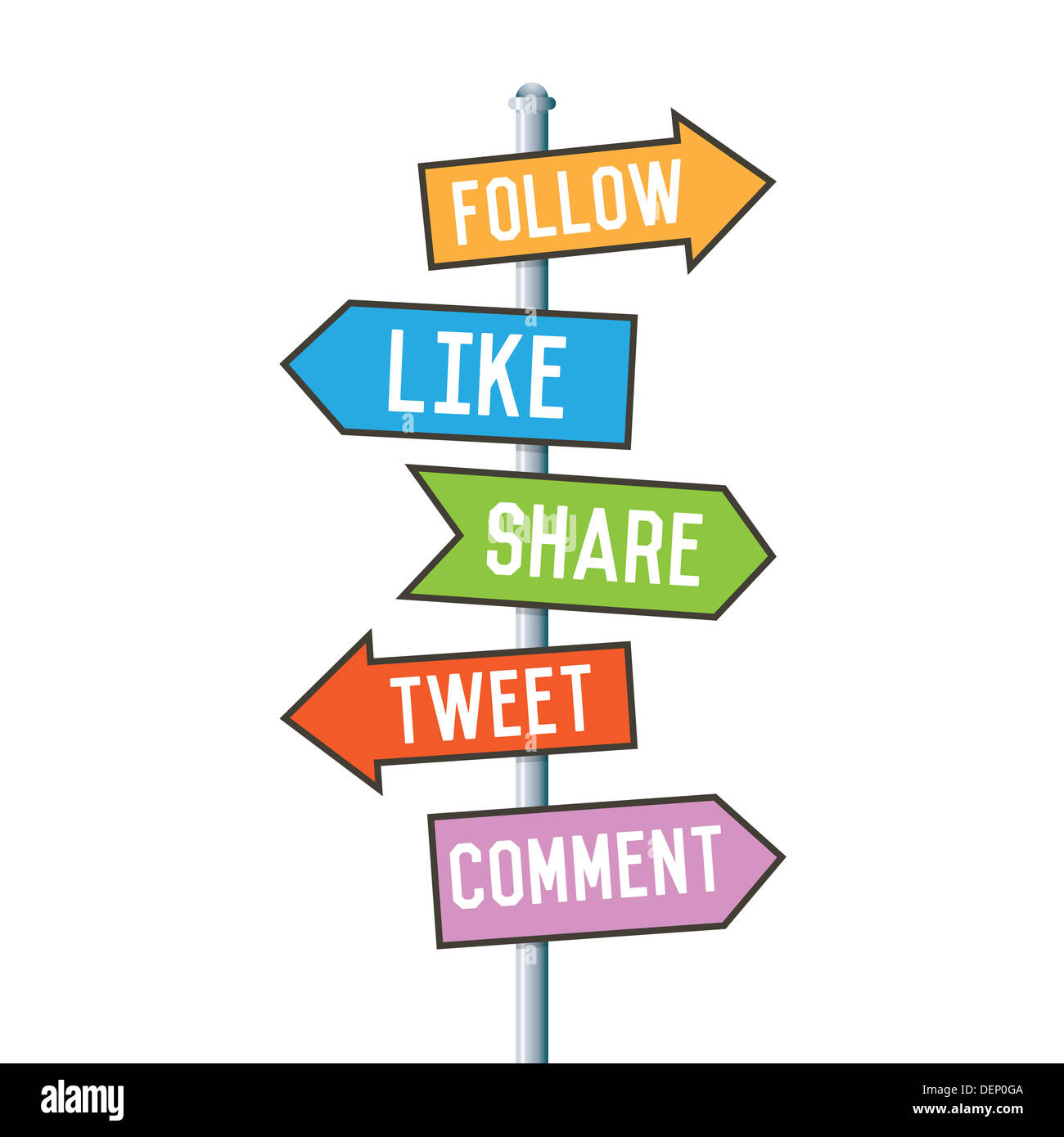 Vector illustration of several social media arrow signs Stock Photo - Alamy