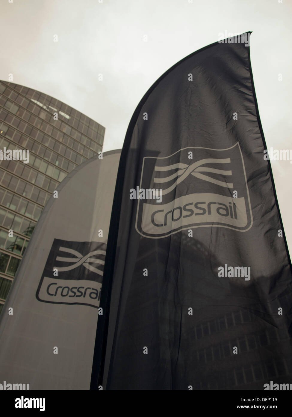 London, UK. 22nd Sep, 2013. Crossrail's logo at the Moorgate and ...