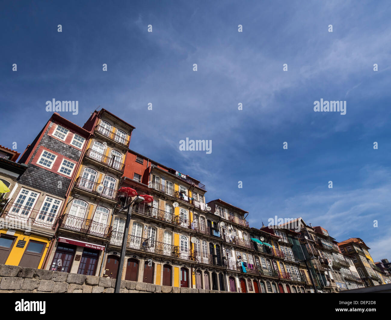 Cais da Ribeira waterfront houses, Porto, Portugal, Europe Stock Photo ...