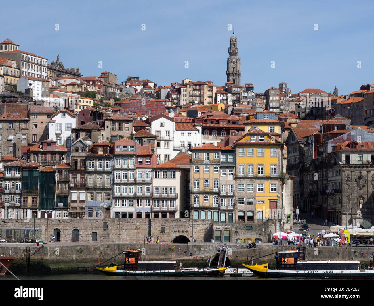 Cais da Ribeira waterfront houses, Porto, Portugal, Europe Stock Photo ...