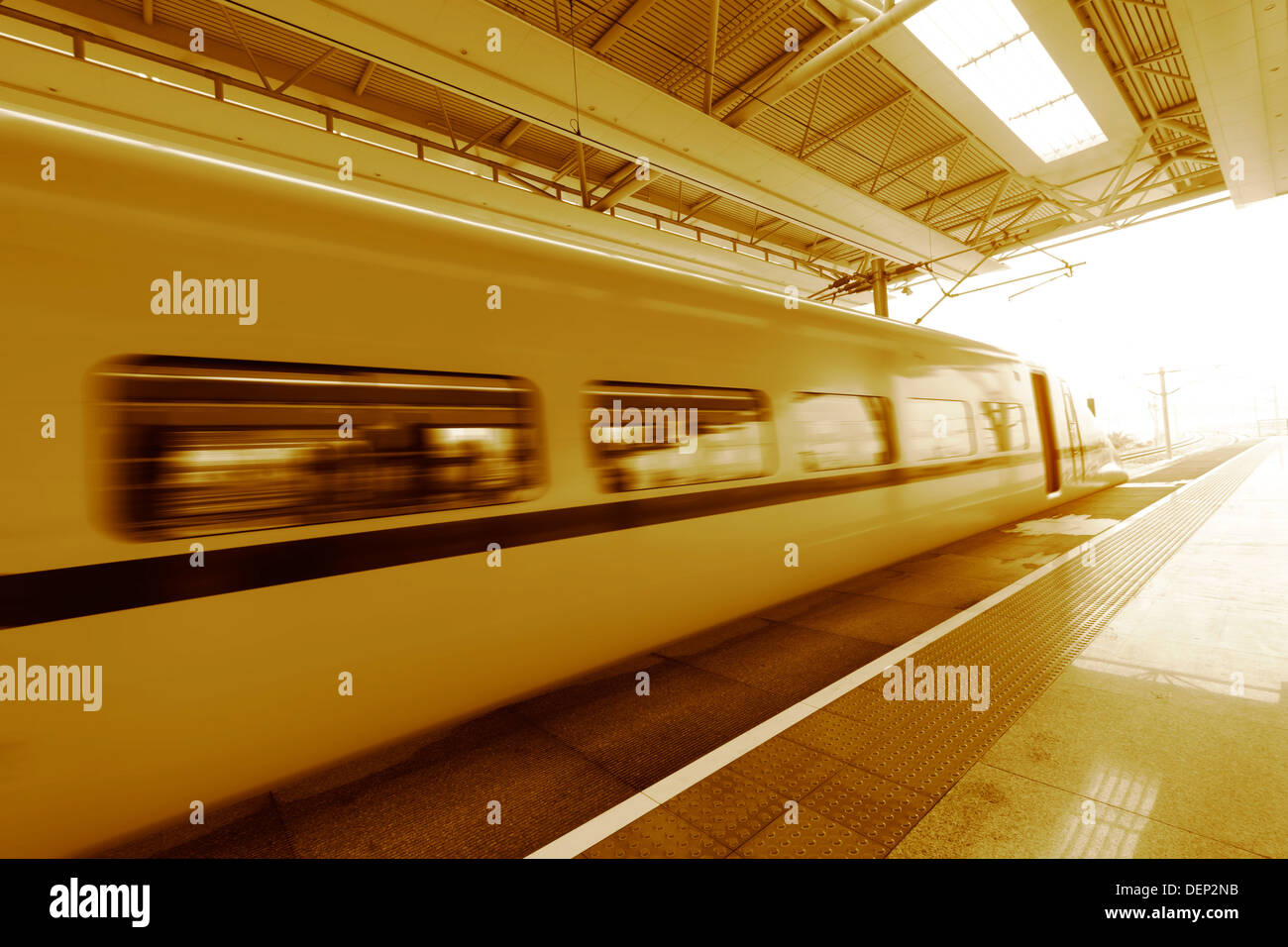 train stop at railway station Stock Photo - Alamy