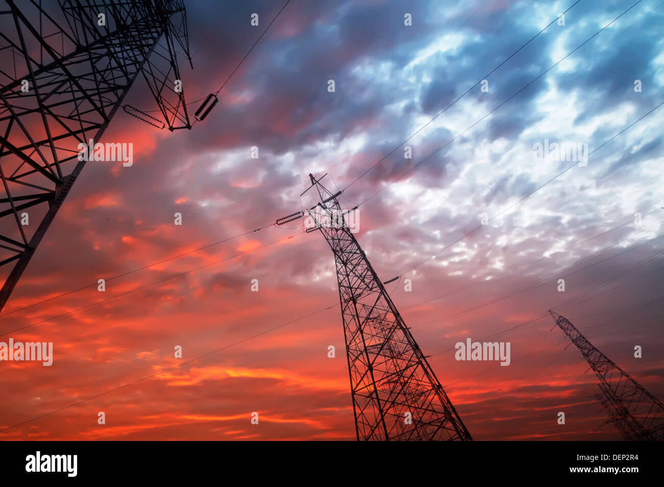 Power tower in the sky background Stock Photo - Alamy