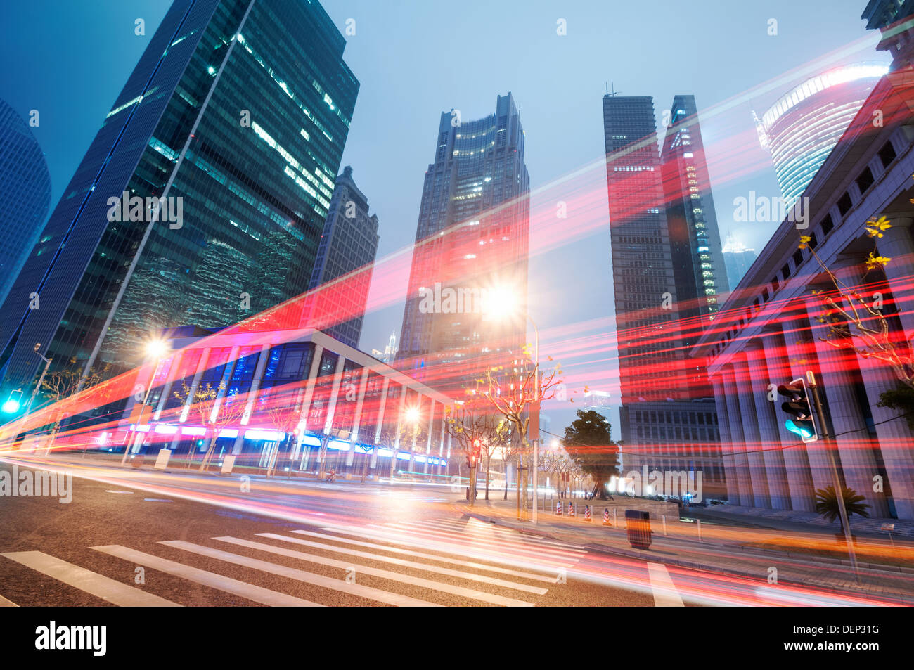 Shanghai Lujiazui Finance & Trade Zone modern city night background ...