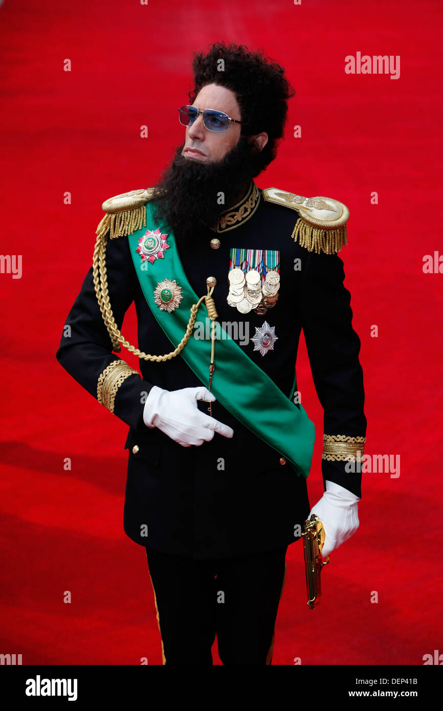 British actor/comedian Sacha Baron Cohen (C) arrives in character as ...