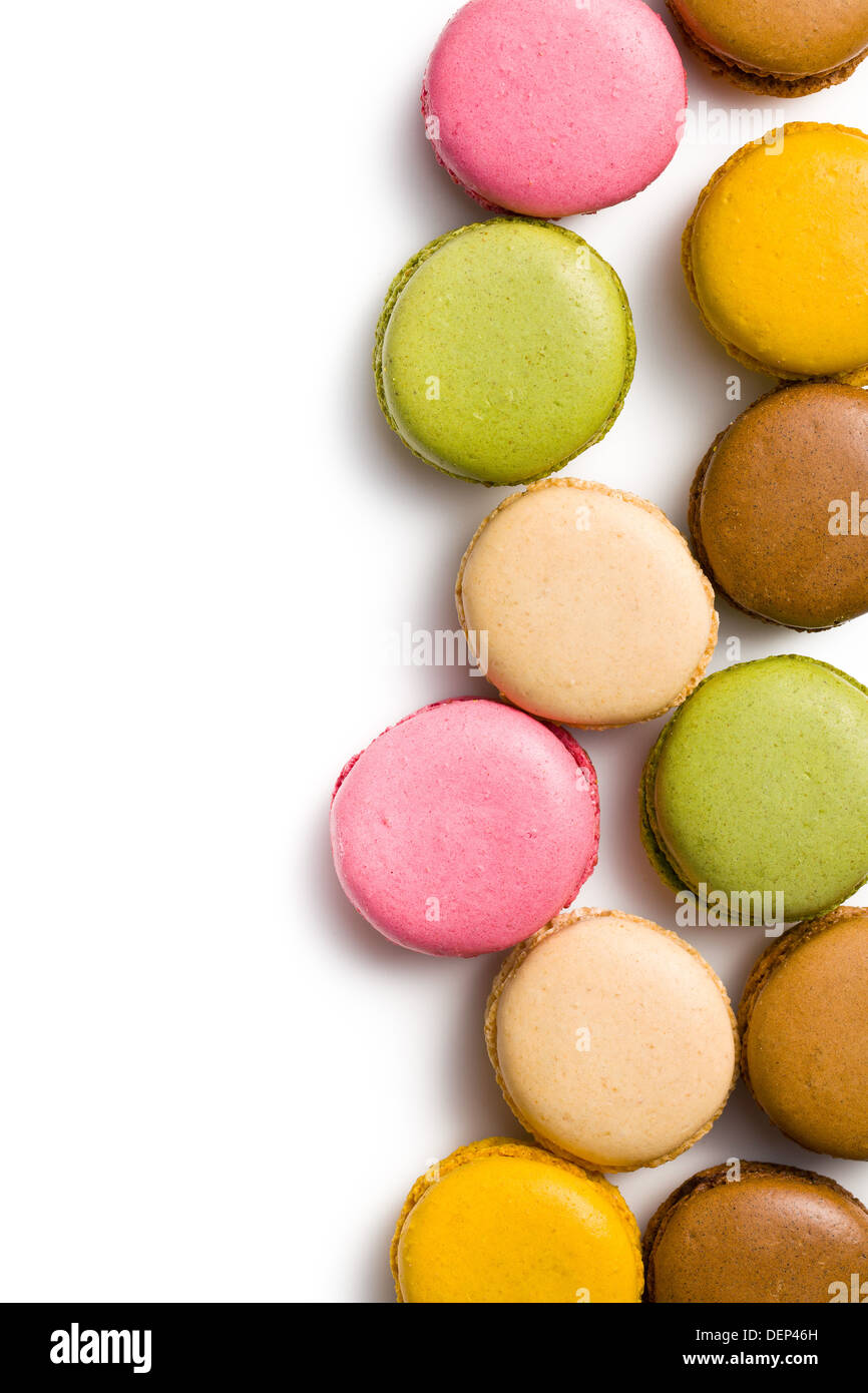 various types of macaroons on white background Stock Photo - Alamy