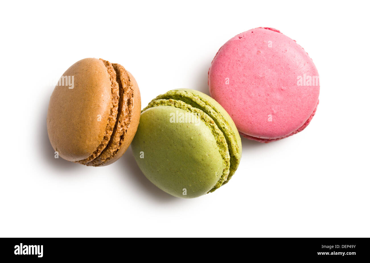 various types of macaroons on white background Stock Photo - Alamy
