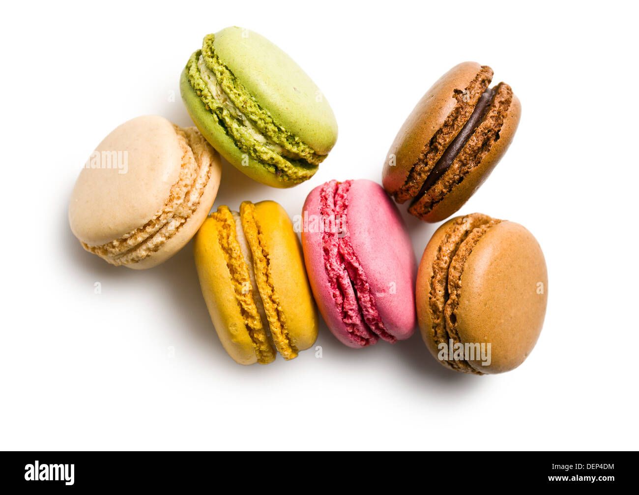 various types of macaroons on white background Stock Photo - Alamy