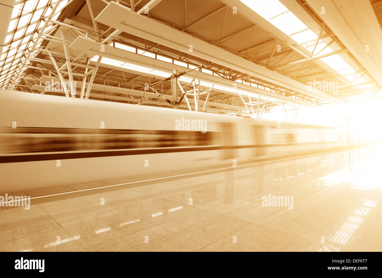 train stop at railway station Stock Photo - Alamy