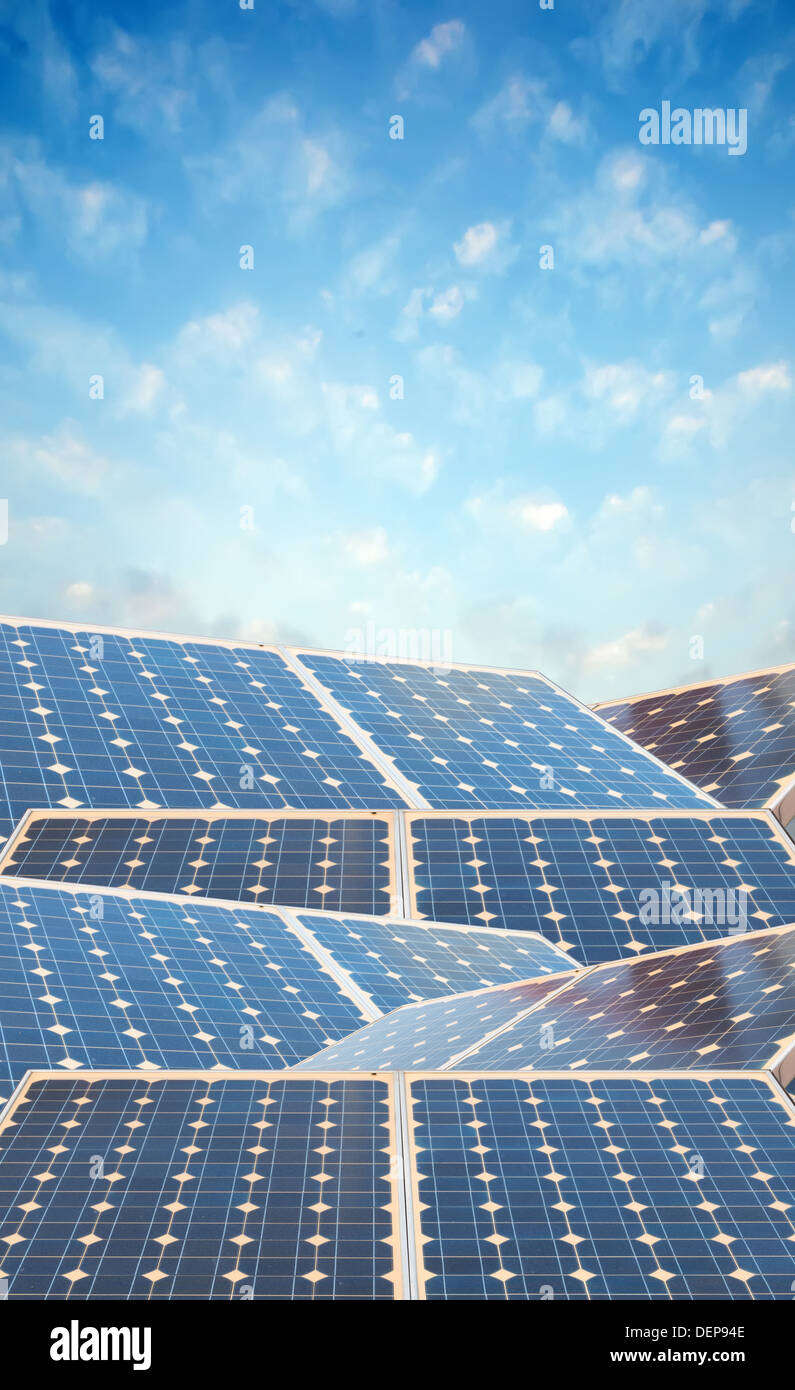 Solar panels with blue sky Stock Photo - Alamy