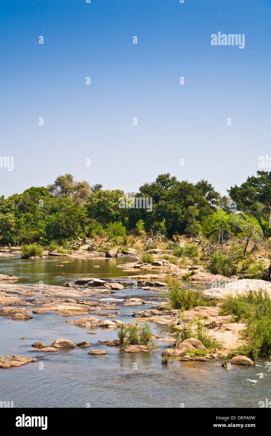 View over the Sabie River in the Kruger National Park in South Africa ...