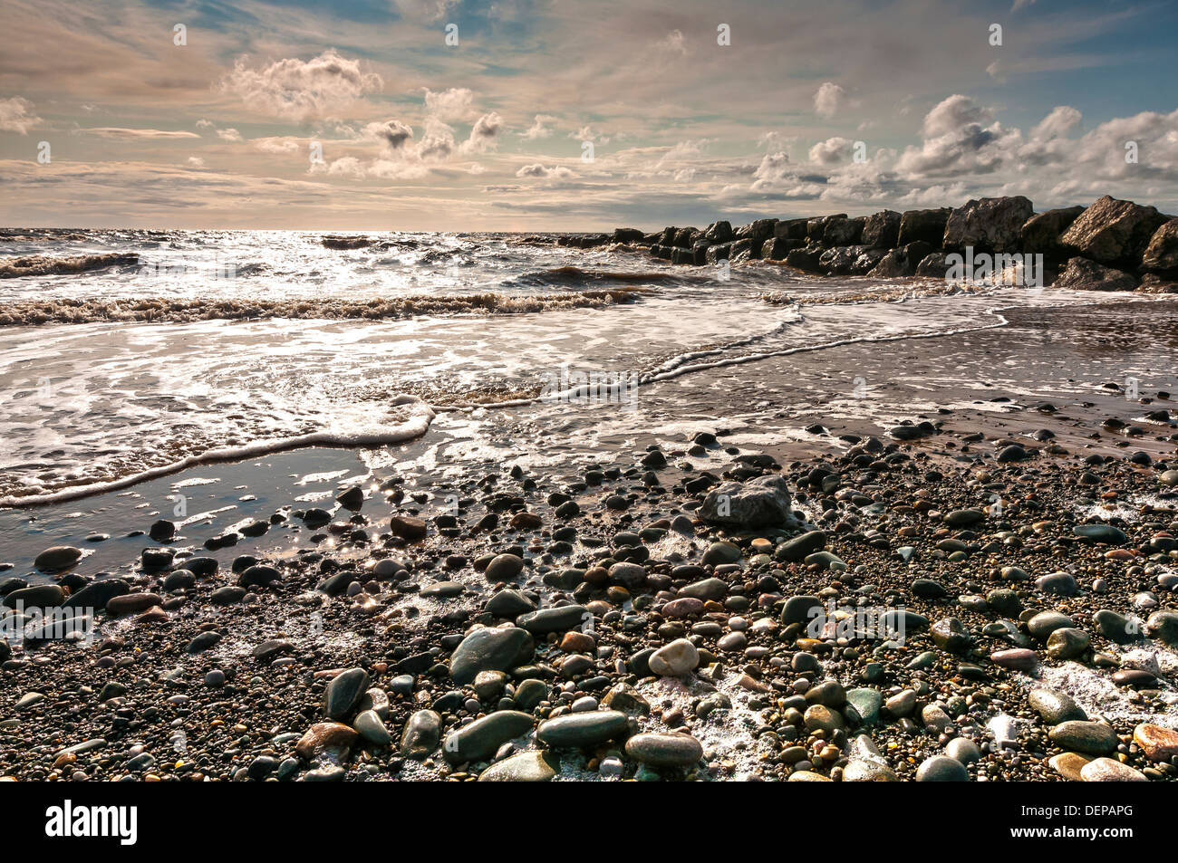 beach at sunset on fylde coast, cleveleys, lancashire,england,uk Stock ...