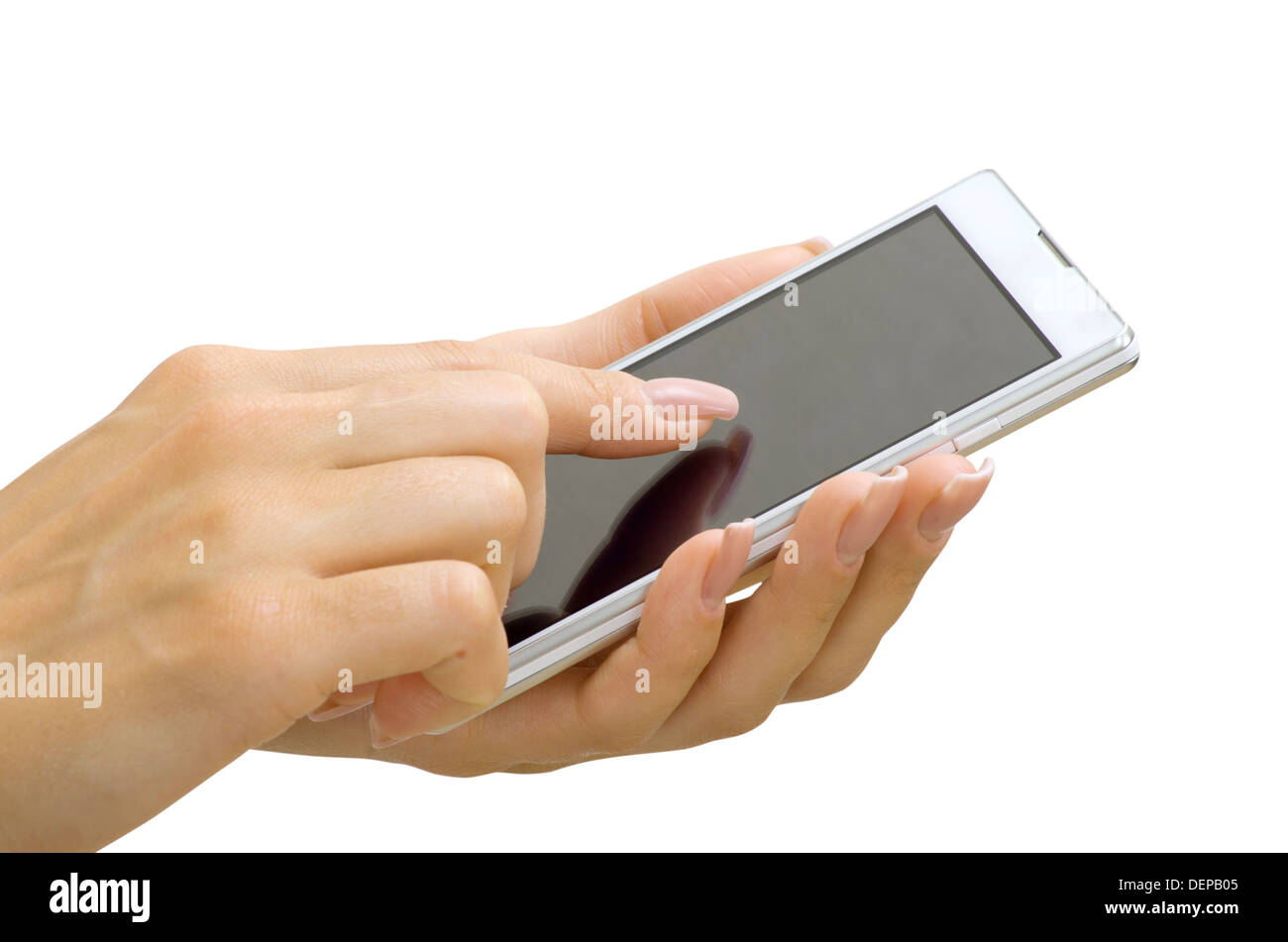 Hand holding big touchscreen smart phone Stock Photo - Alamy