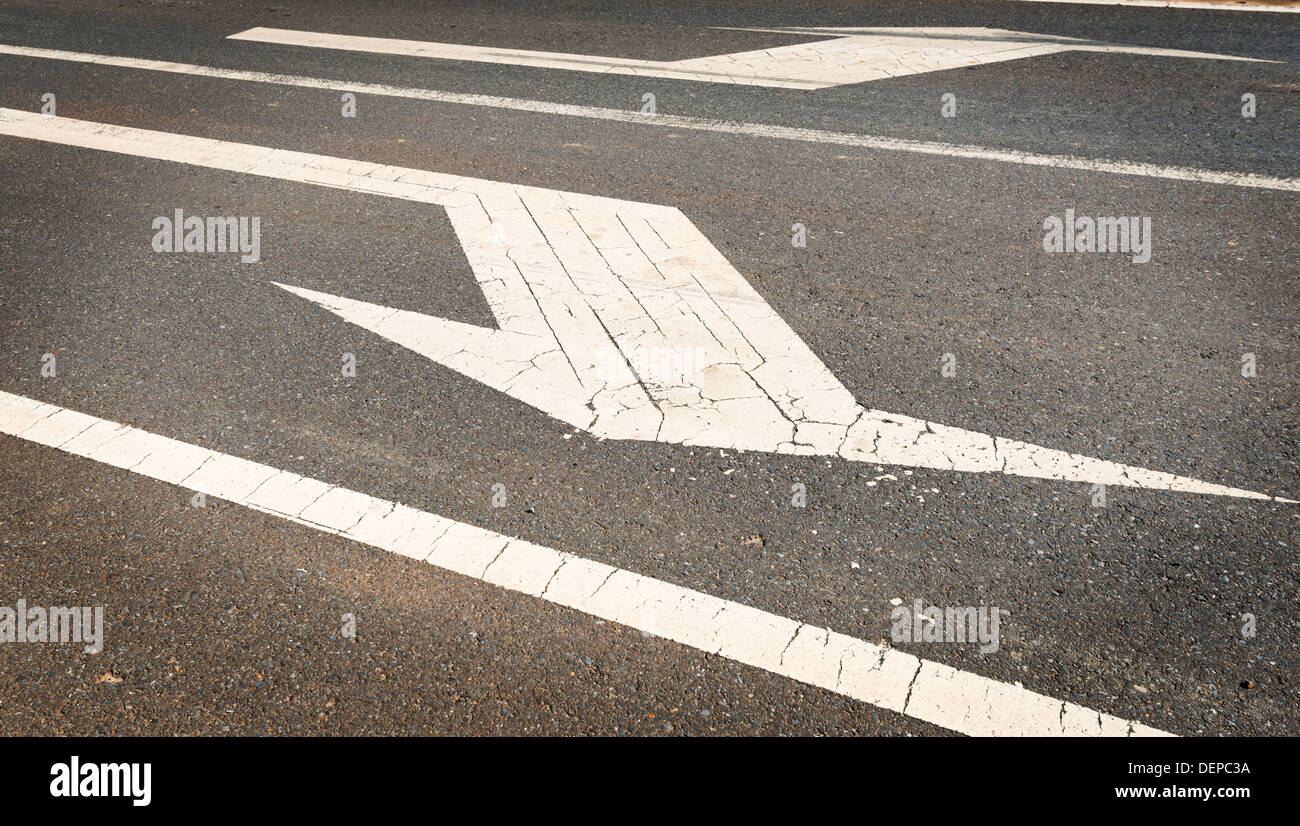 One-way signs on a road Stock Photo - Alamy