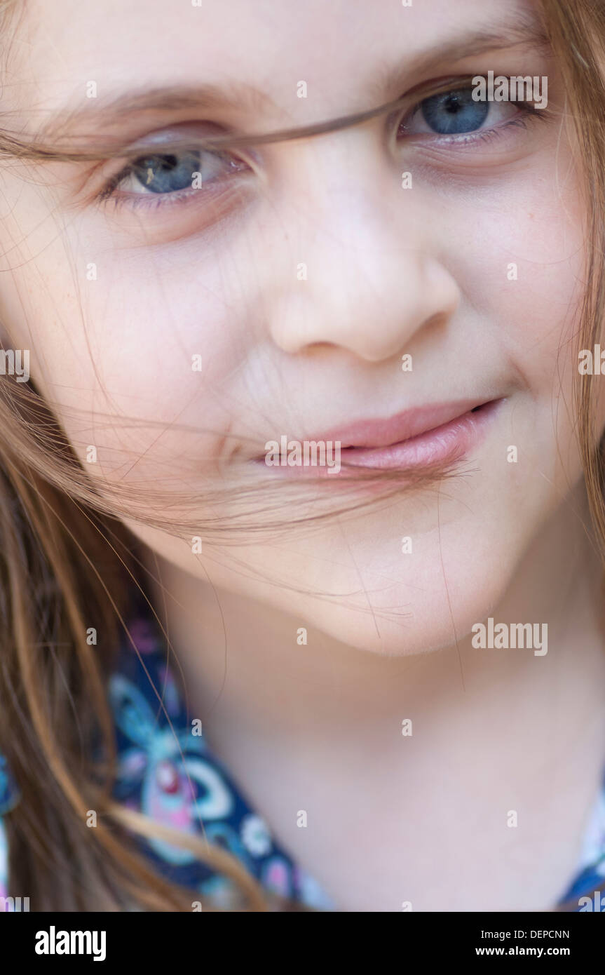 Beautiful girl hair over face Stock Photo - Alamy