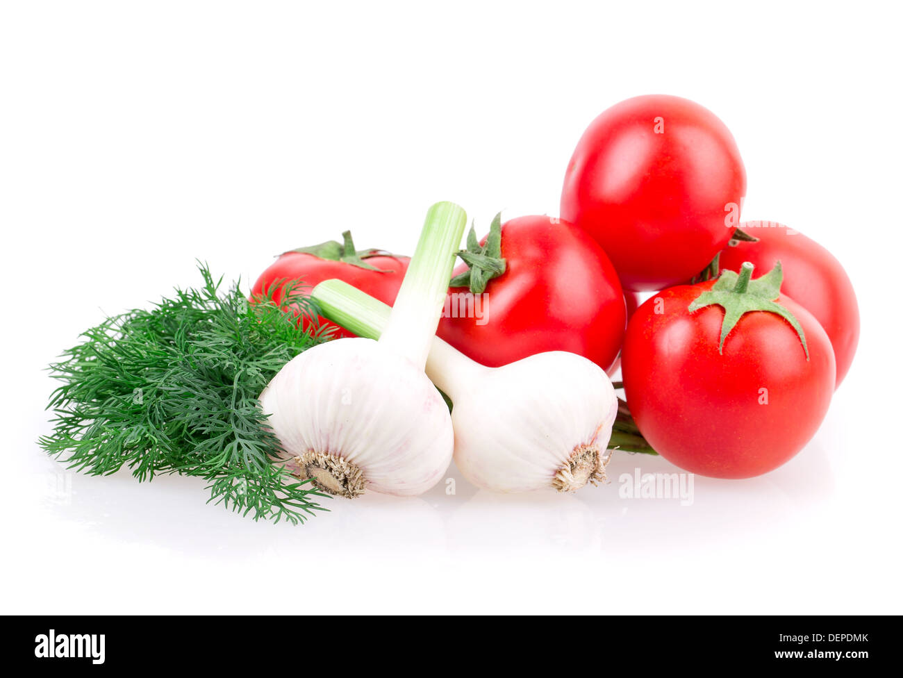 garlic, tomato, dill isolated on white background Stock Photo - Alamy
