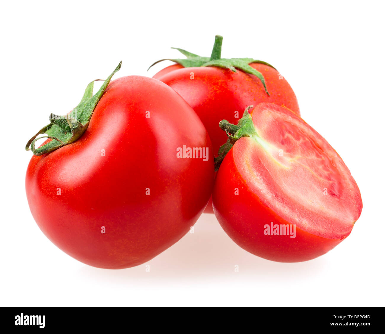 red ripe tomato on white background Stock Photo - Alamy
