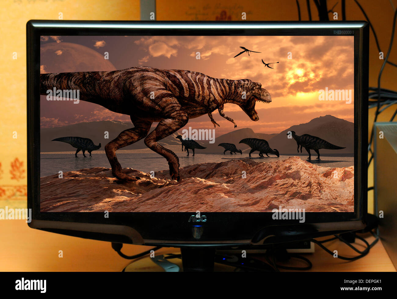 T rex image on computer monitor screen hi-res stock photography and ...