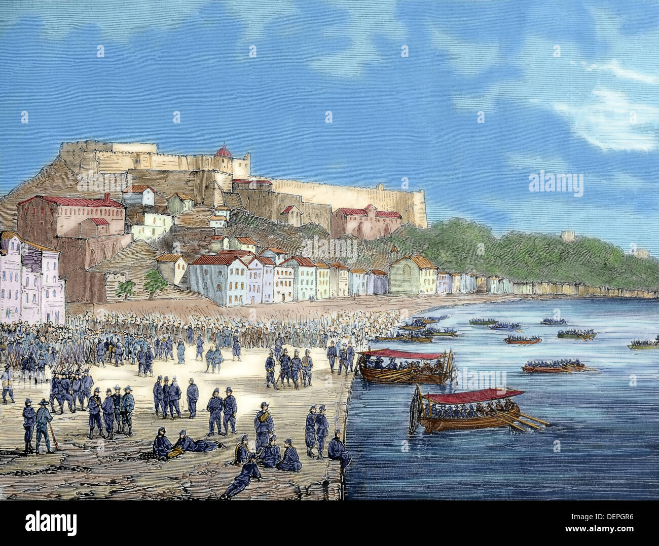 Italian unification (1859-1924). Conquest of Sicily (1860). Colored ...