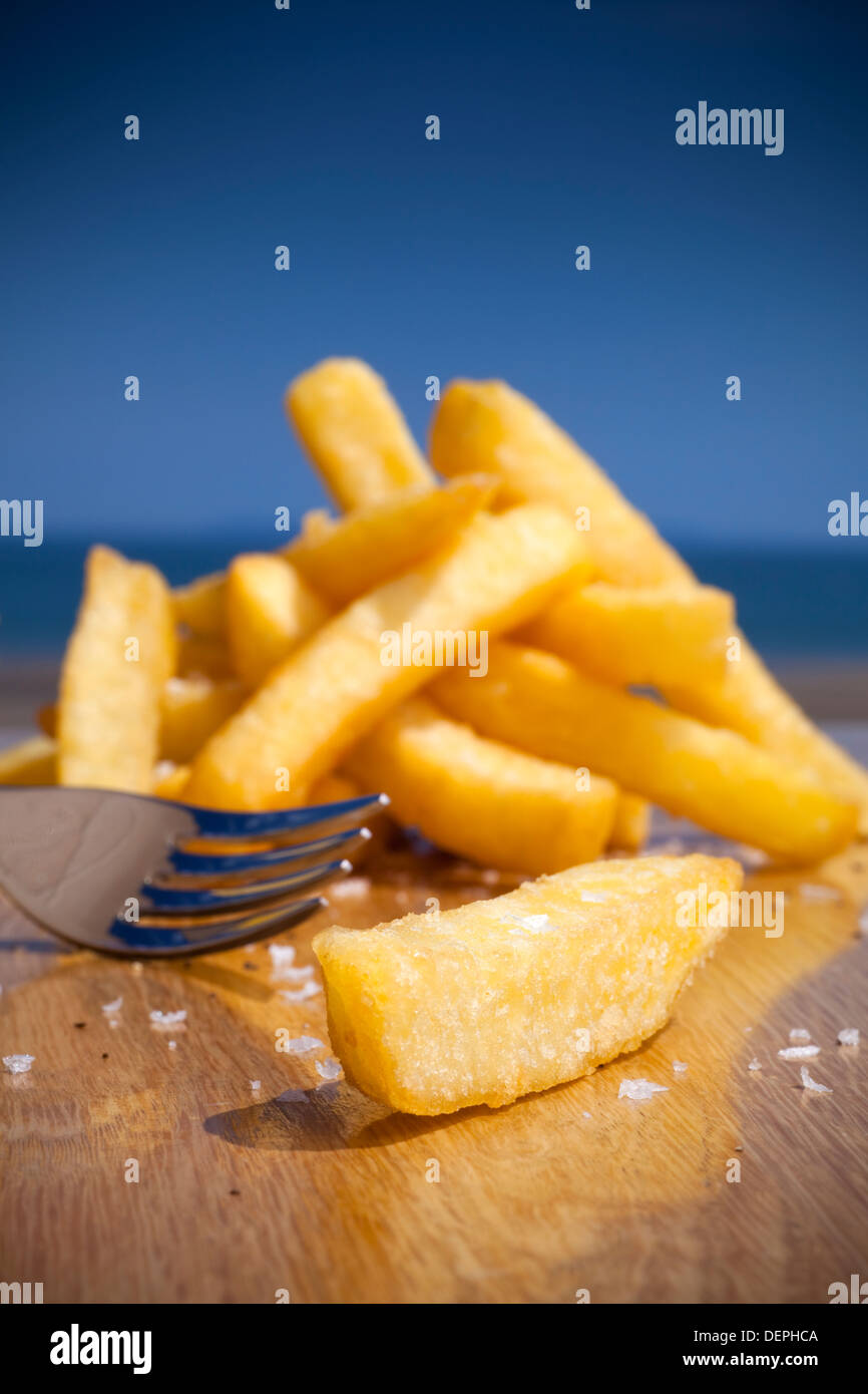 Traditional Sea side food of chips, close up Stock Photo - Alamy