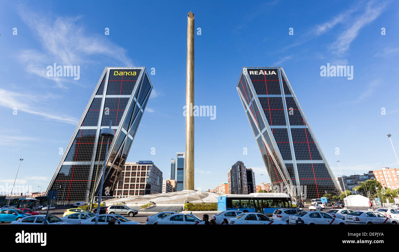 MADRID - CIRCA 2013: Gate of Europe, Puerta de Europa during the day ...