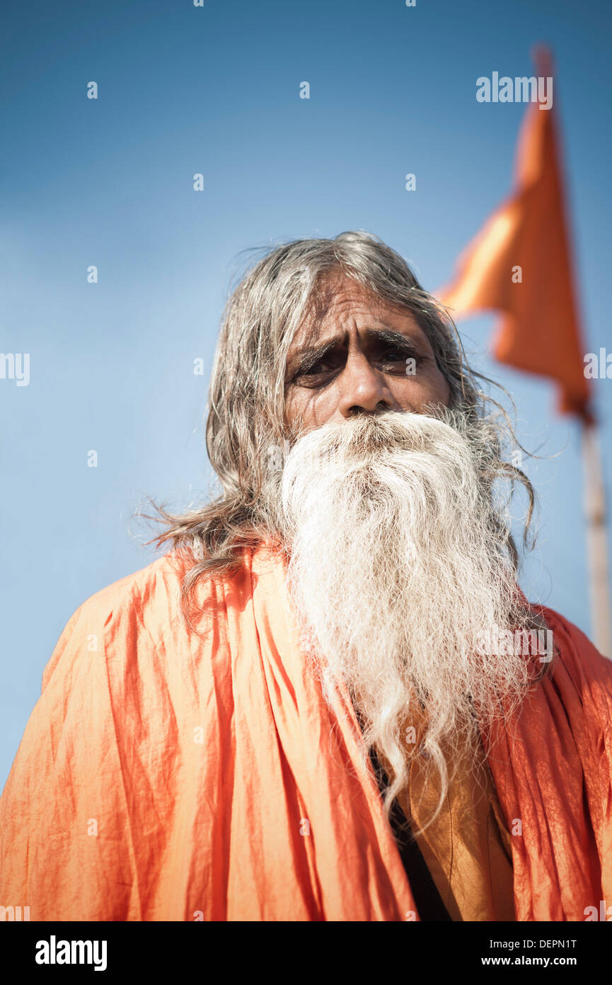 Portrait of a sadhu at Maha Kumbh, Allahabad, Uttar Pradesh, India ...
