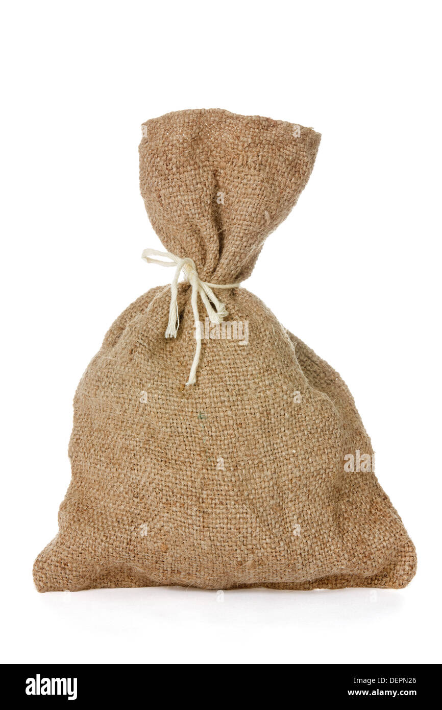 Bag from a sacking isolated on a white background Stock Photo - Alamy