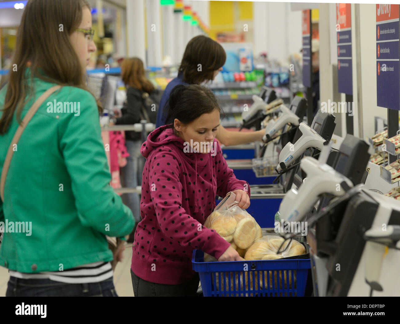 Self checkout in Tesco, in Prague, Czech Republic on September 16, 2013 ...