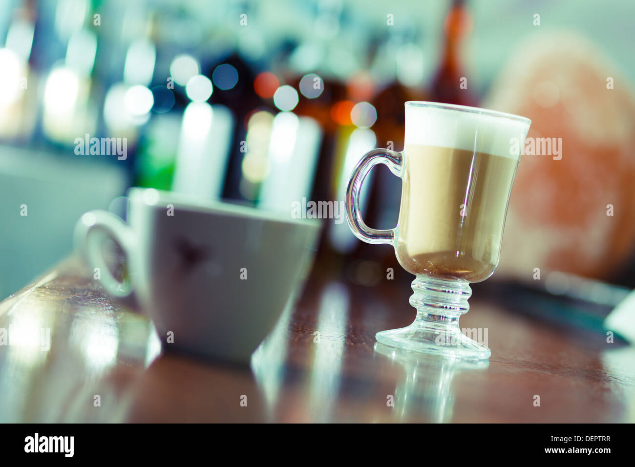 latte coffee in a bar Stock Photo - Alamy