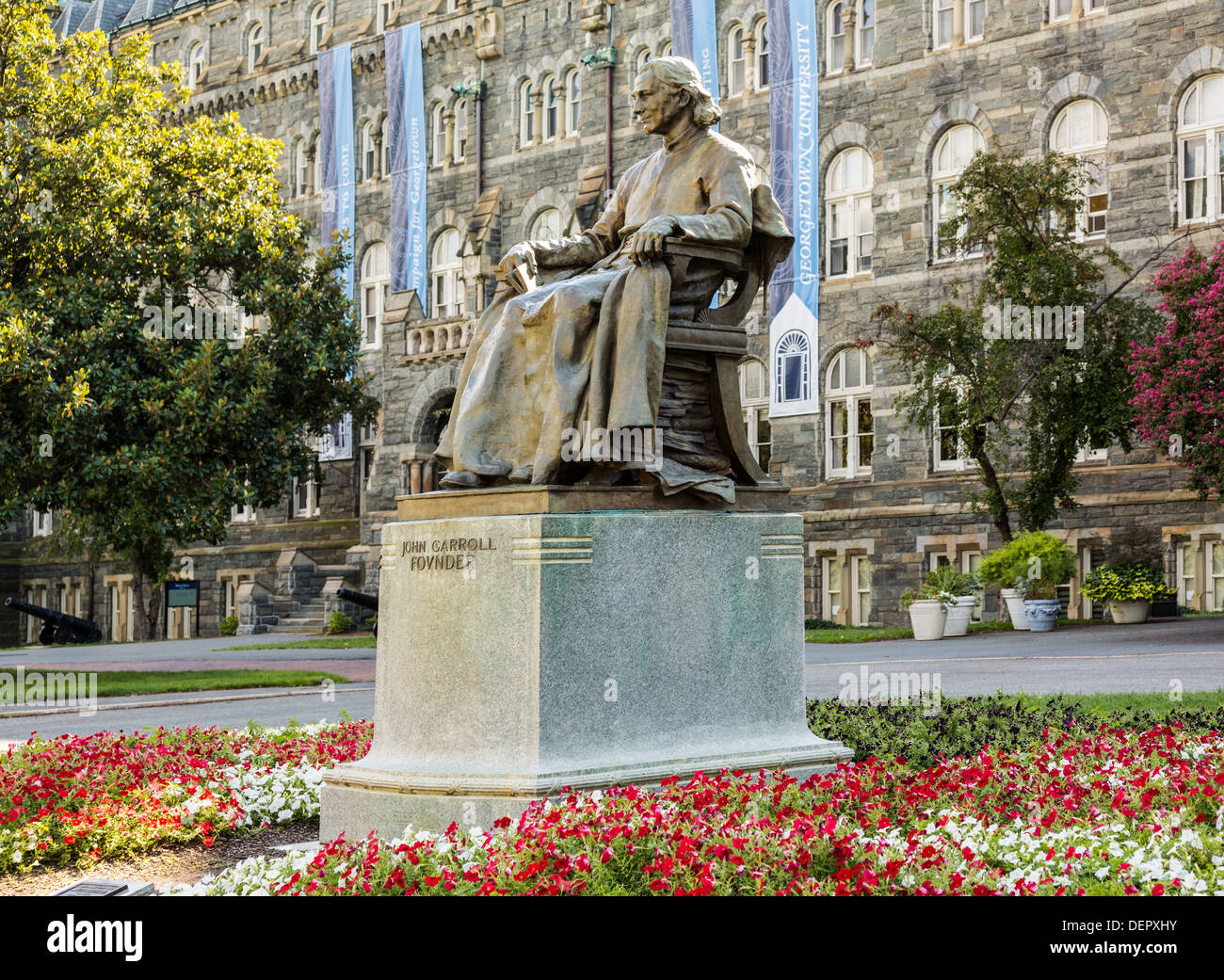 Statue of John Carroll in front of Healy Hall, Georgetown University in ...