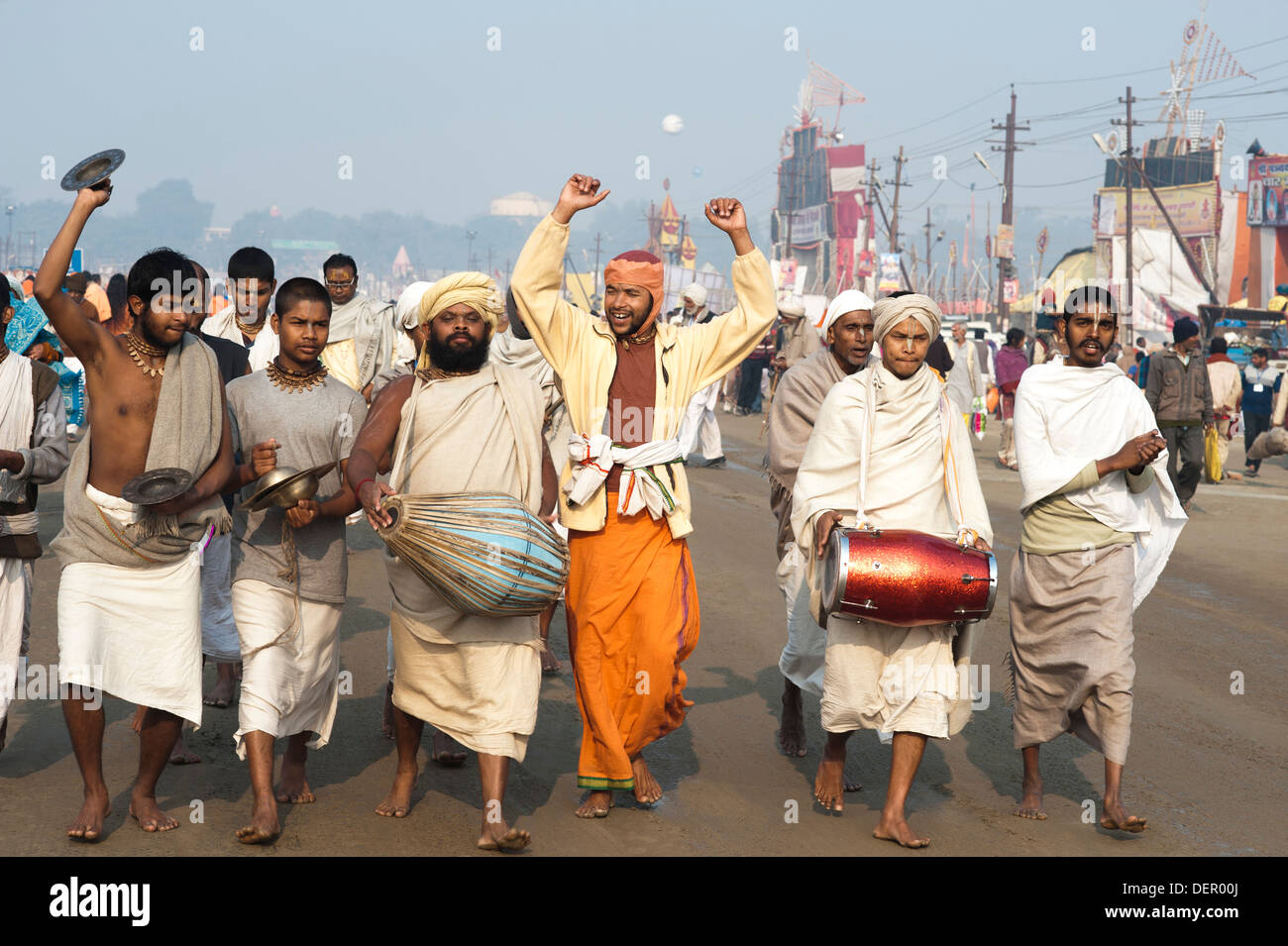 Group of Sadhus doing kirtan at Maha kumbh, Allahabad, Uttar Pradesh ...