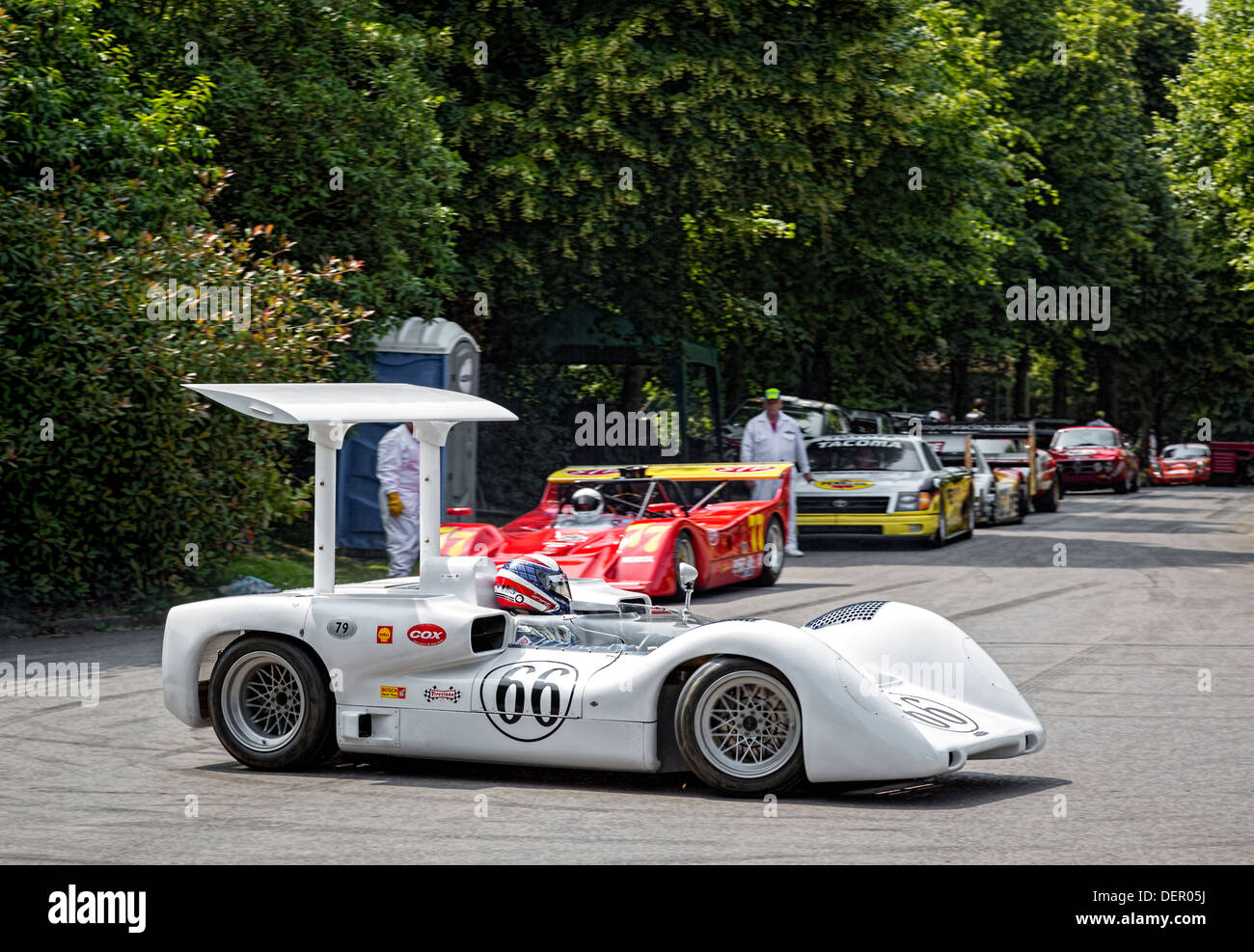 1966 Chaparral-Chevrolet 2E with driver Jim Hall at the 2013 Goodwood ...
