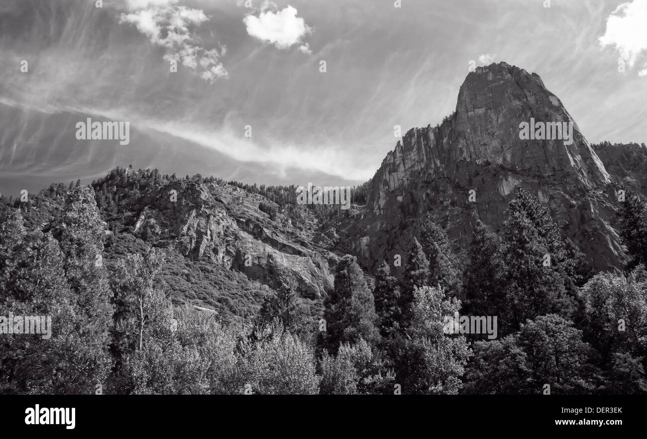 Sentinel Rock is a granite peak in Yosemite National Park Stock Photo ...