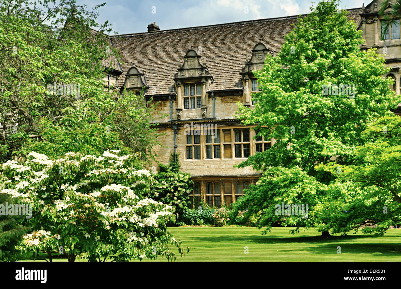 View of Trinity College, a historic building in Oxford, England,with ...