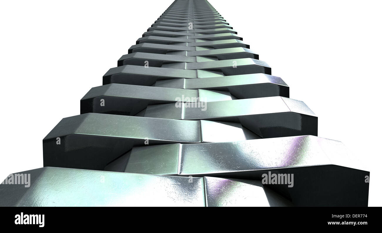 An extreme close up of the mechanism of a zipper on an isolated white ...