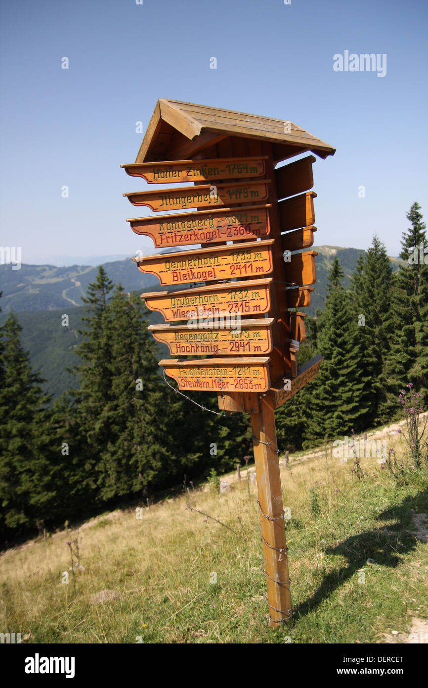 Mountain waymark signs Stock Photo - Alamy
