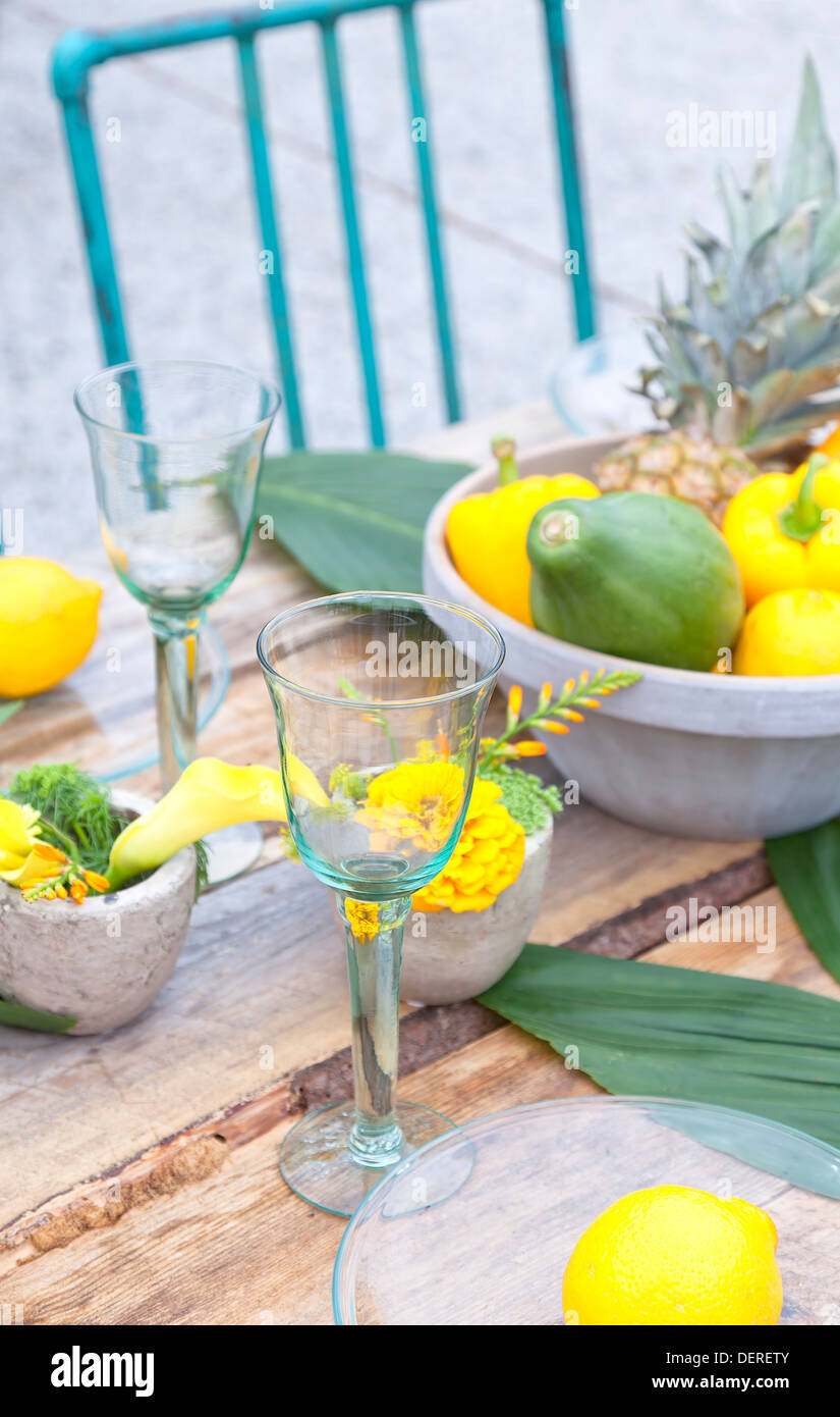 Imaginative table setup for a summer/autumn garden party Stock Photo ...