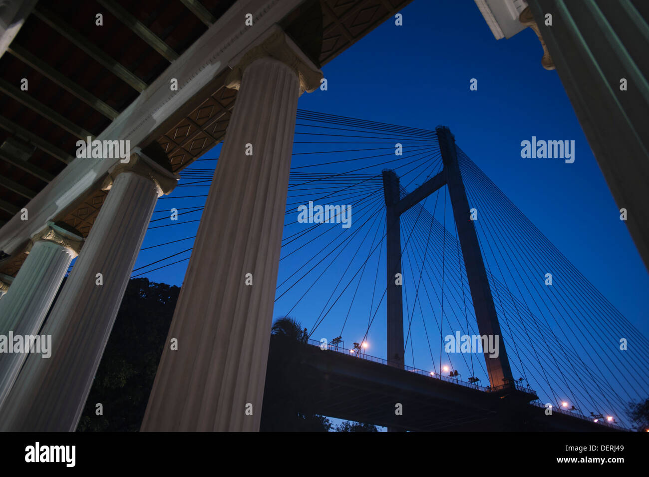 Low angle view of Vidyasagar Setu from Prinsep Monument, Prinsep Ghat ...