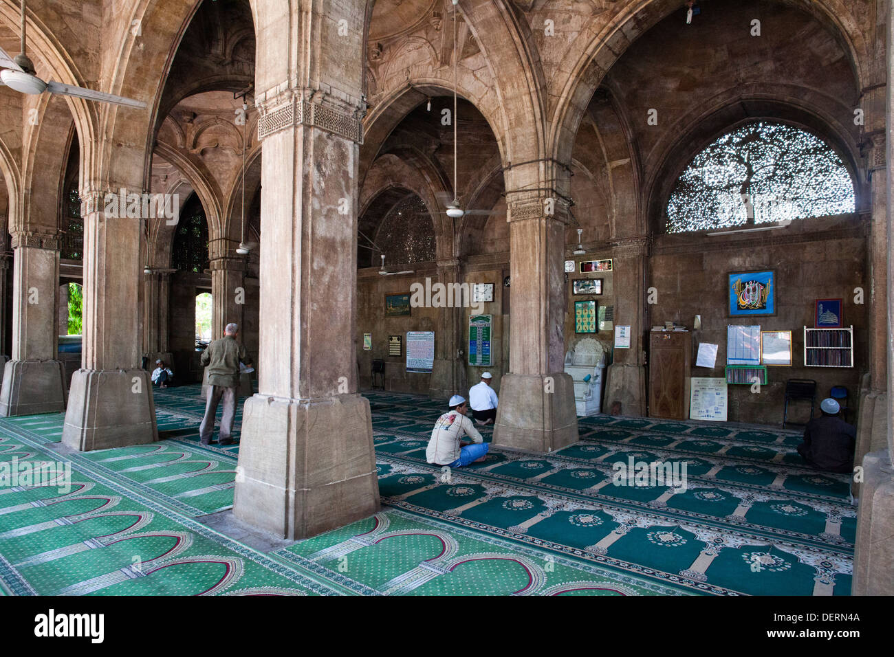 Interiors of a mosque, Sidi Saiyyed Mosque, Ahmedabad, Gujarat, India ...