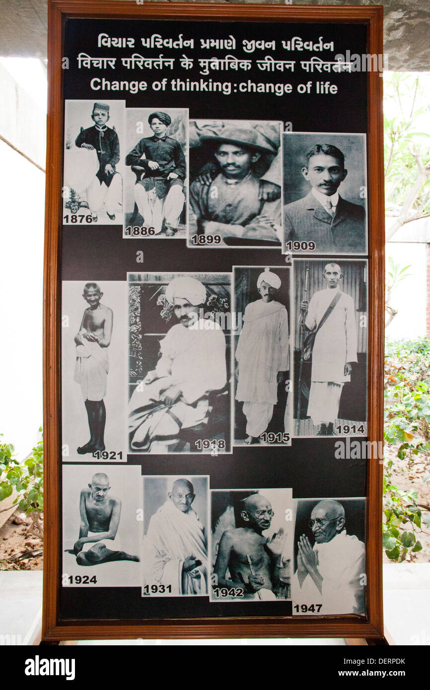 Pictures of Mahatma Gandhi in a museum, Sabarmati Ashram, Ahmedabad ...