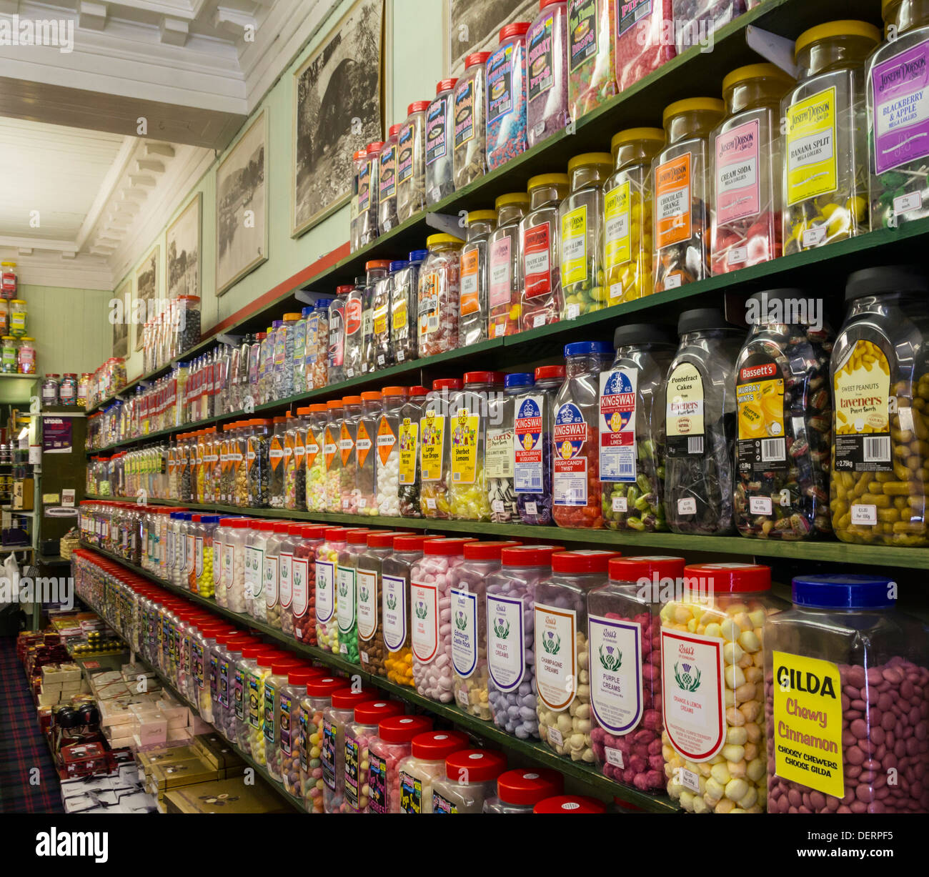 Moffat Toffee Shop in Moffat, Scotland, jars of traditional sweets ...