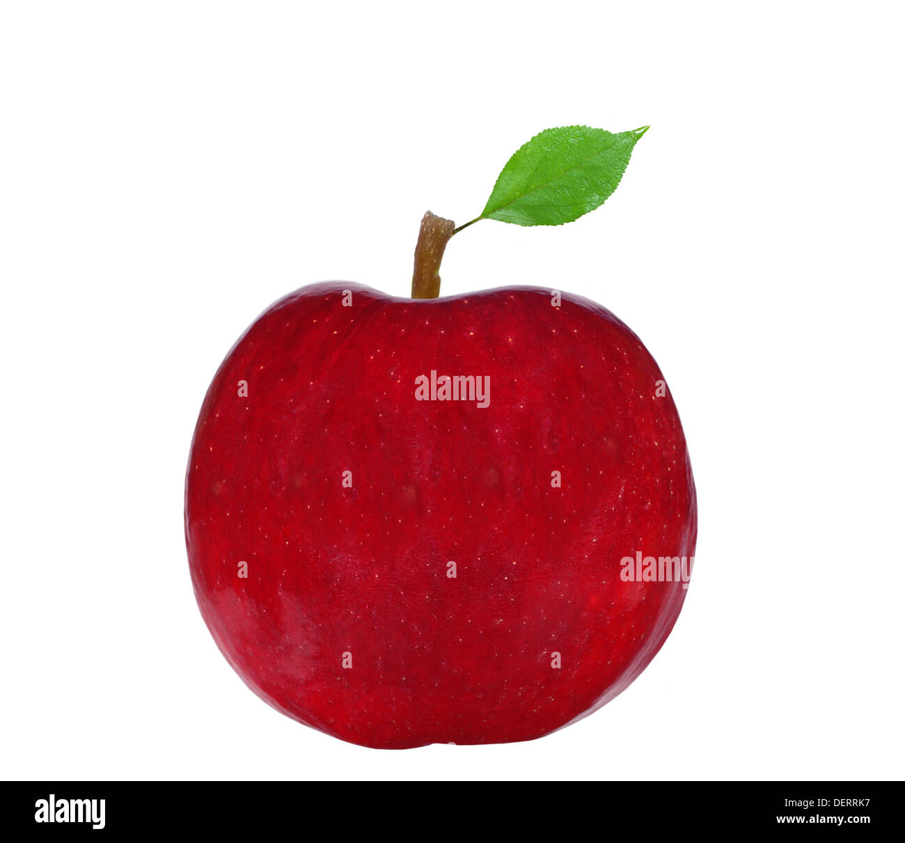 red apple with leaflet on white background Stock Photo - Alamy