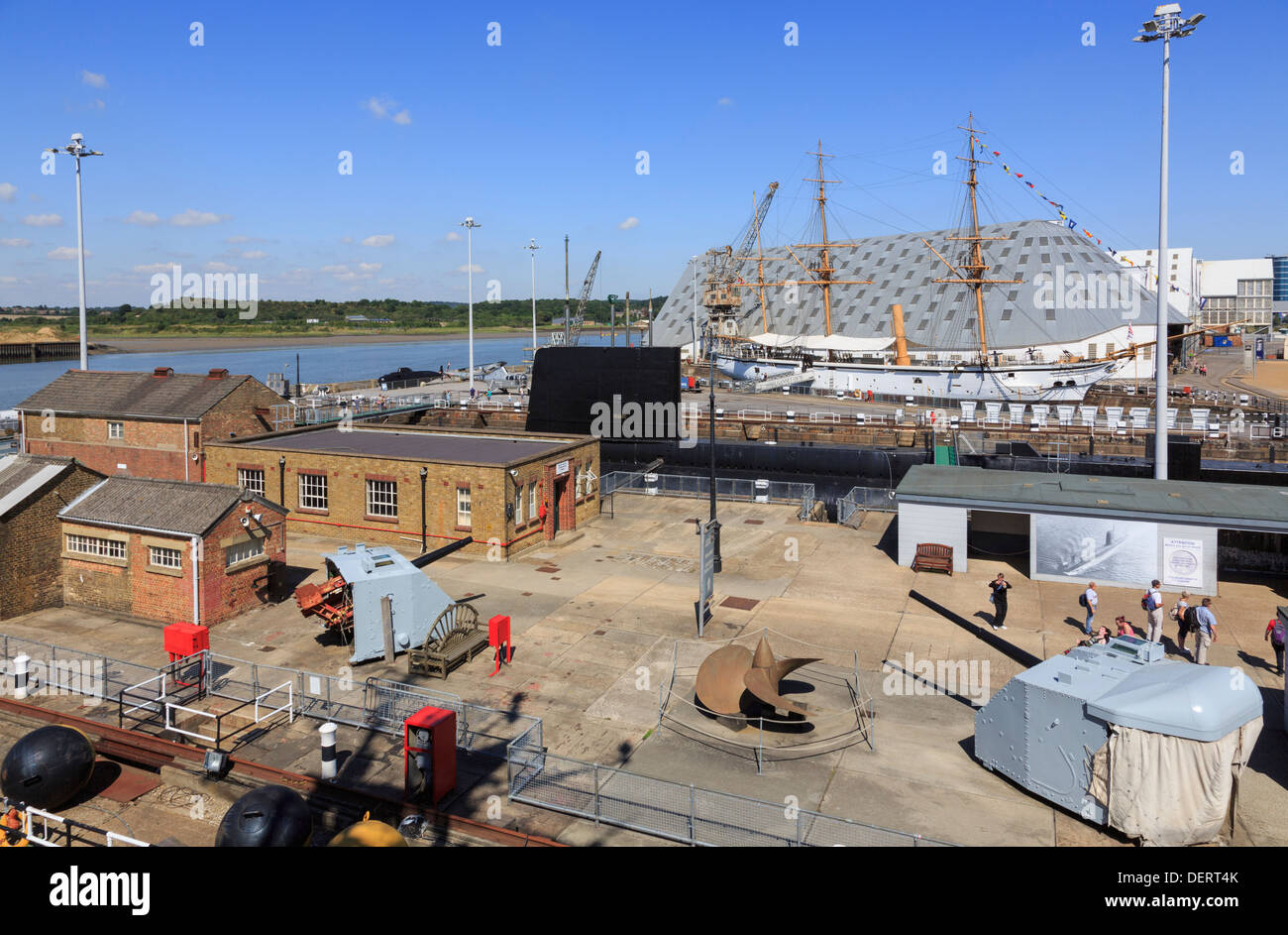 High view from HMS Cavalier at maritime heritage museum in Historic ...