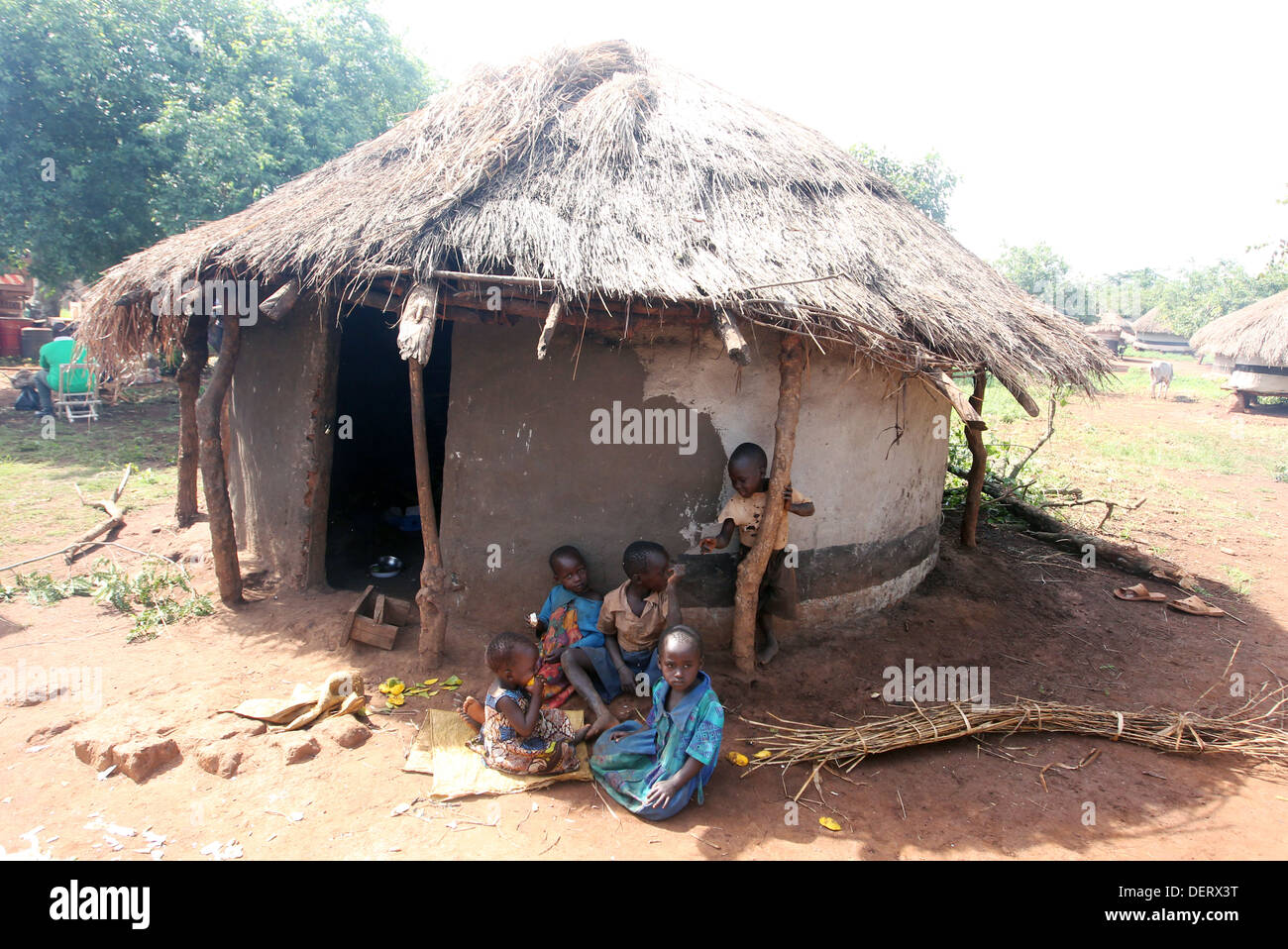 Village children outside their home in a rural area of the Lira ...