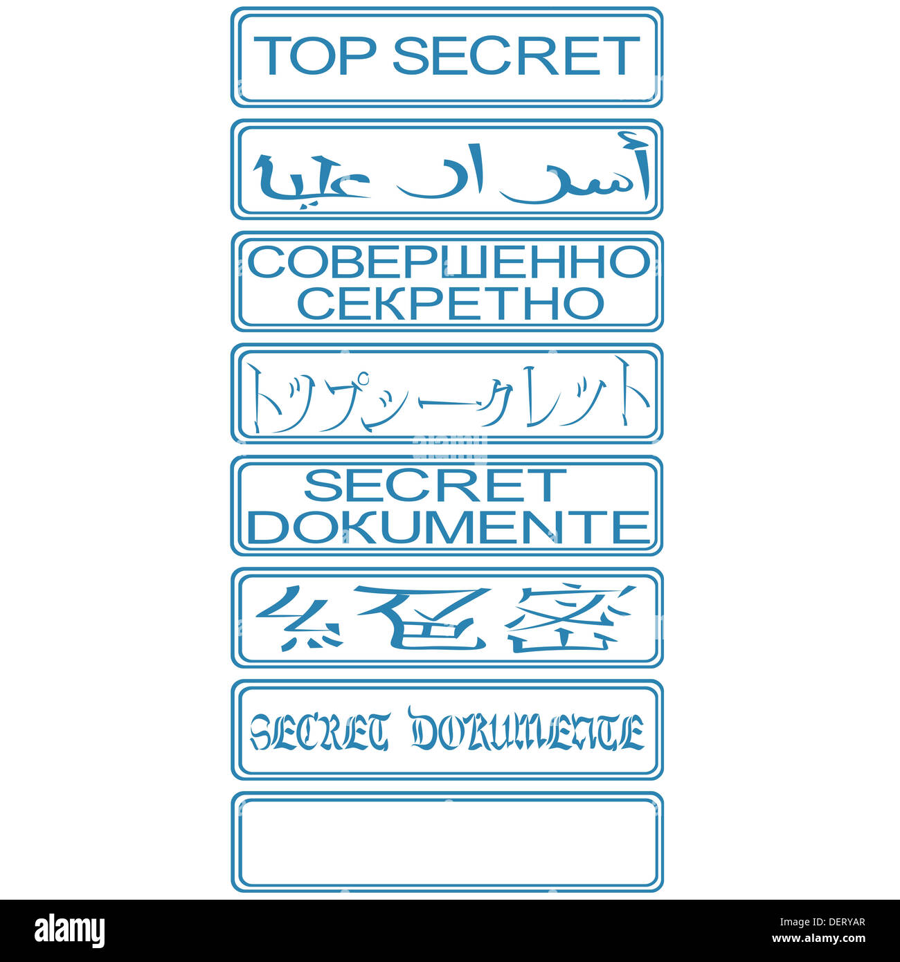 Reprints Print "Top Secret" in different languages. The illustration on ...
