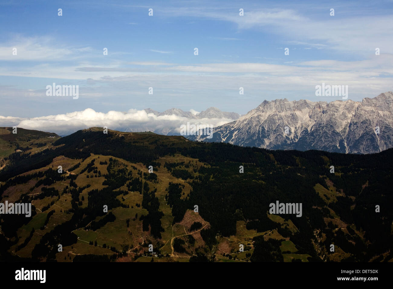 Cloud building beneath the summits of The Steineres Meer Alps above ...