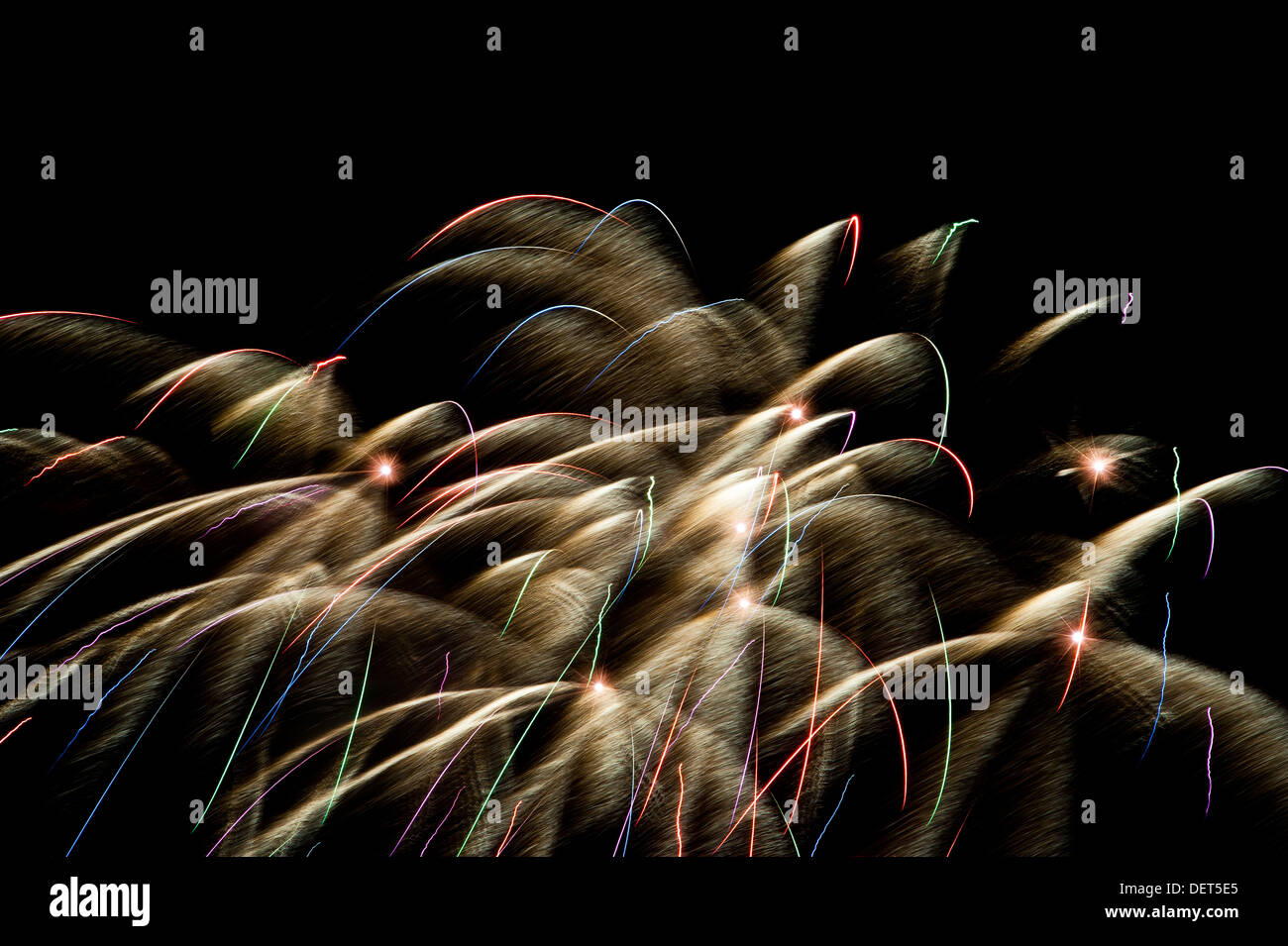Image of firework display, taken on a windy evening, so the sparks ...