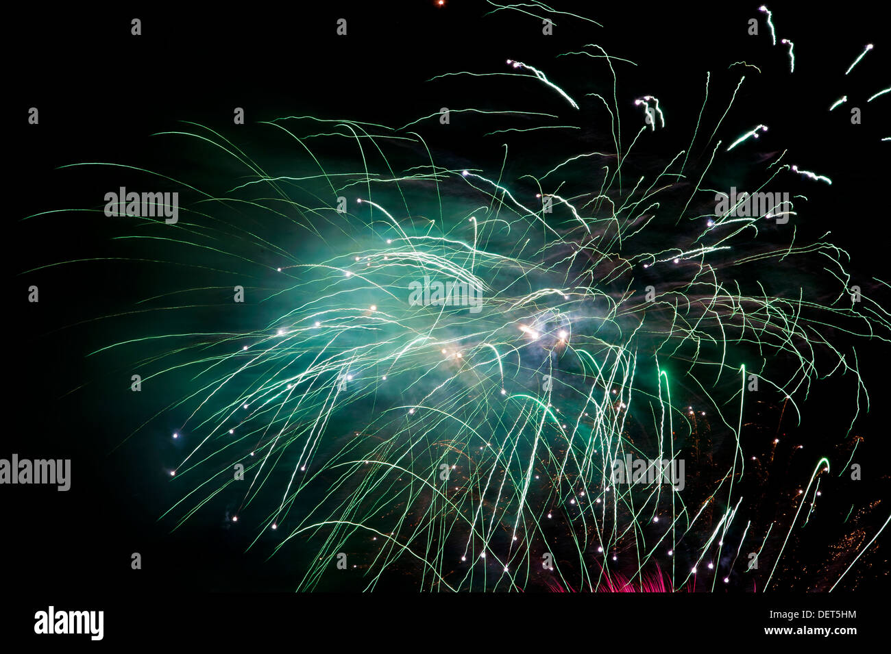 Image of firework display, taken on a windy evening, so the sparks ...