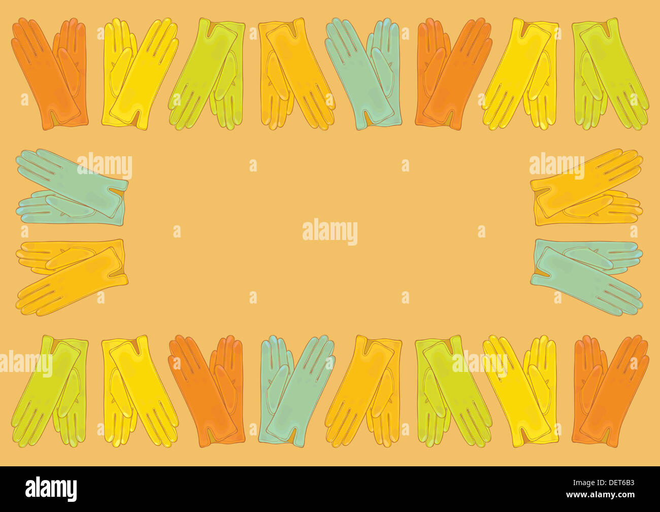 Illustration of a set of colored gloves Stock Photo - Alamy
