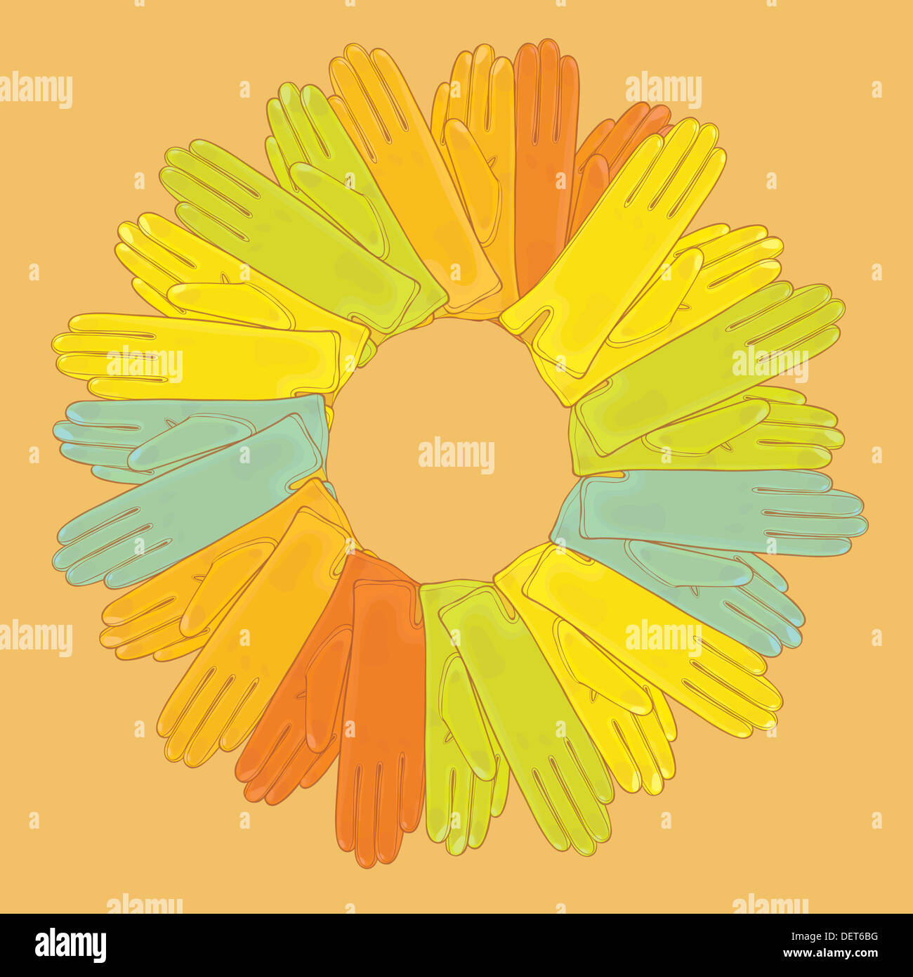 Illustration of a set of colored gloves Stock Photo - Alamy