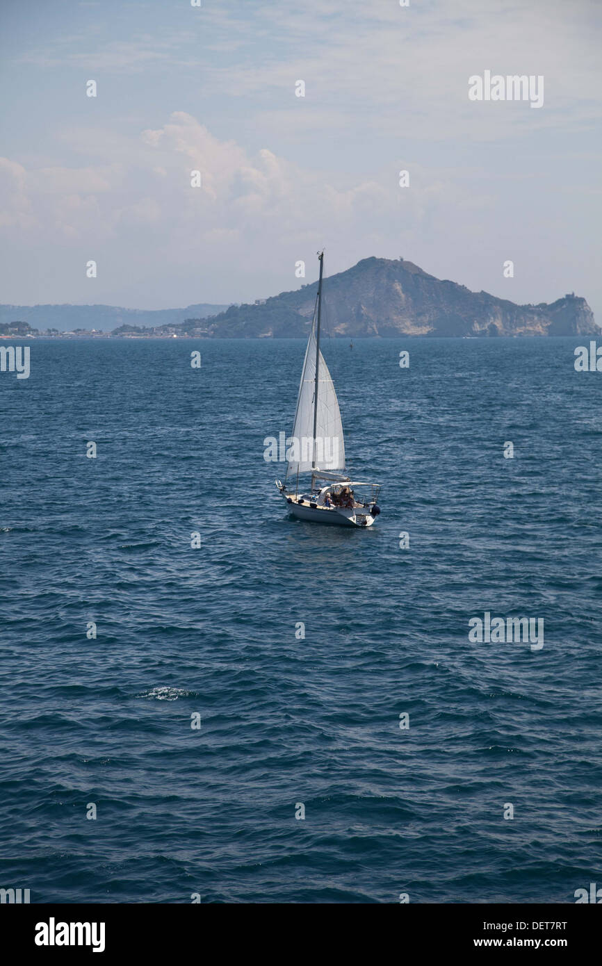 sailing yacht in the bay of Naples Italy Stock Photo - Alamy